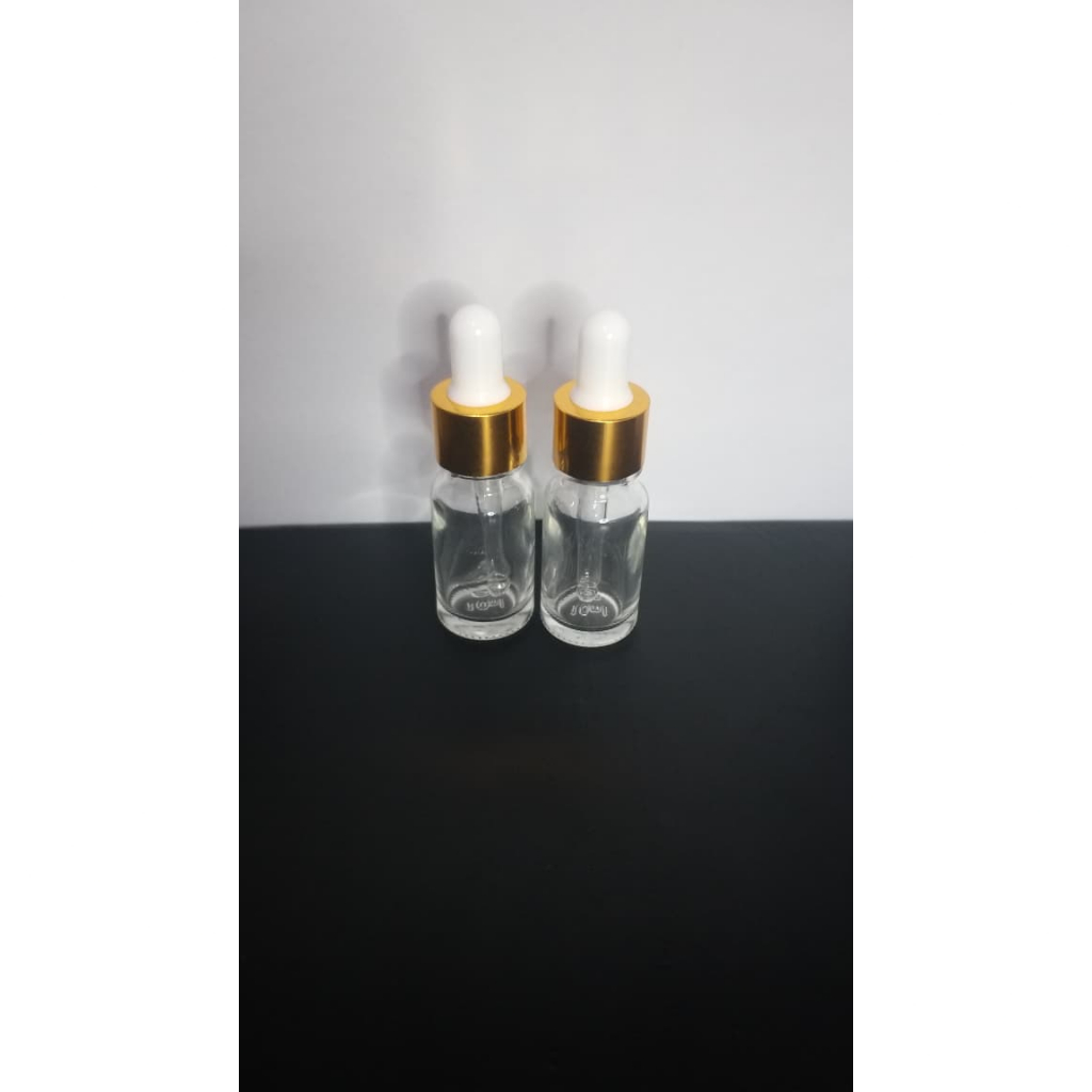 Jual Botol pipet kaca 10ml karet putih ring emas body bening tebal ...