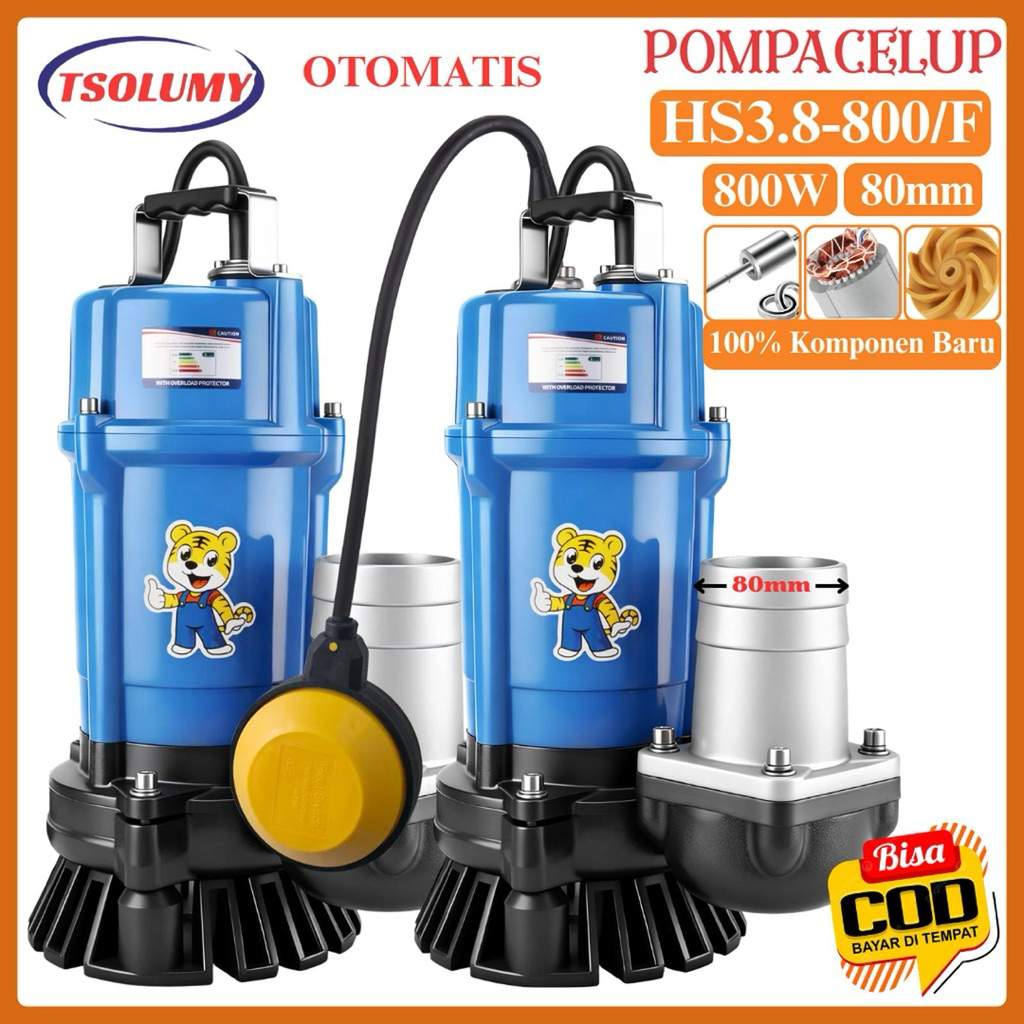 Jual Tsolumy Pompa Air Celup HS 3.8-800/F Manual & Otomatis Outlet 80mm ...