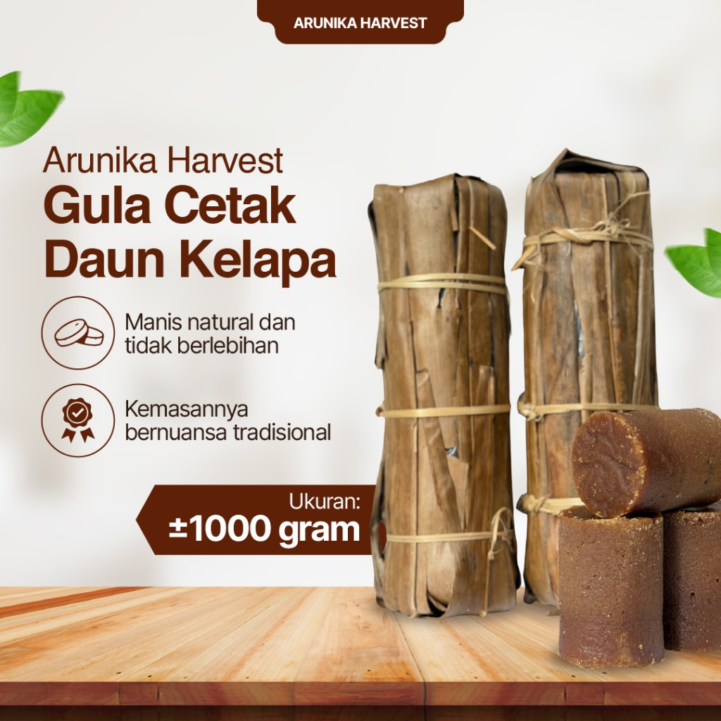 Jual Gula Aren Cetak Daun Kelapa 1kg Arunika Pemanis Alami Aroma ...