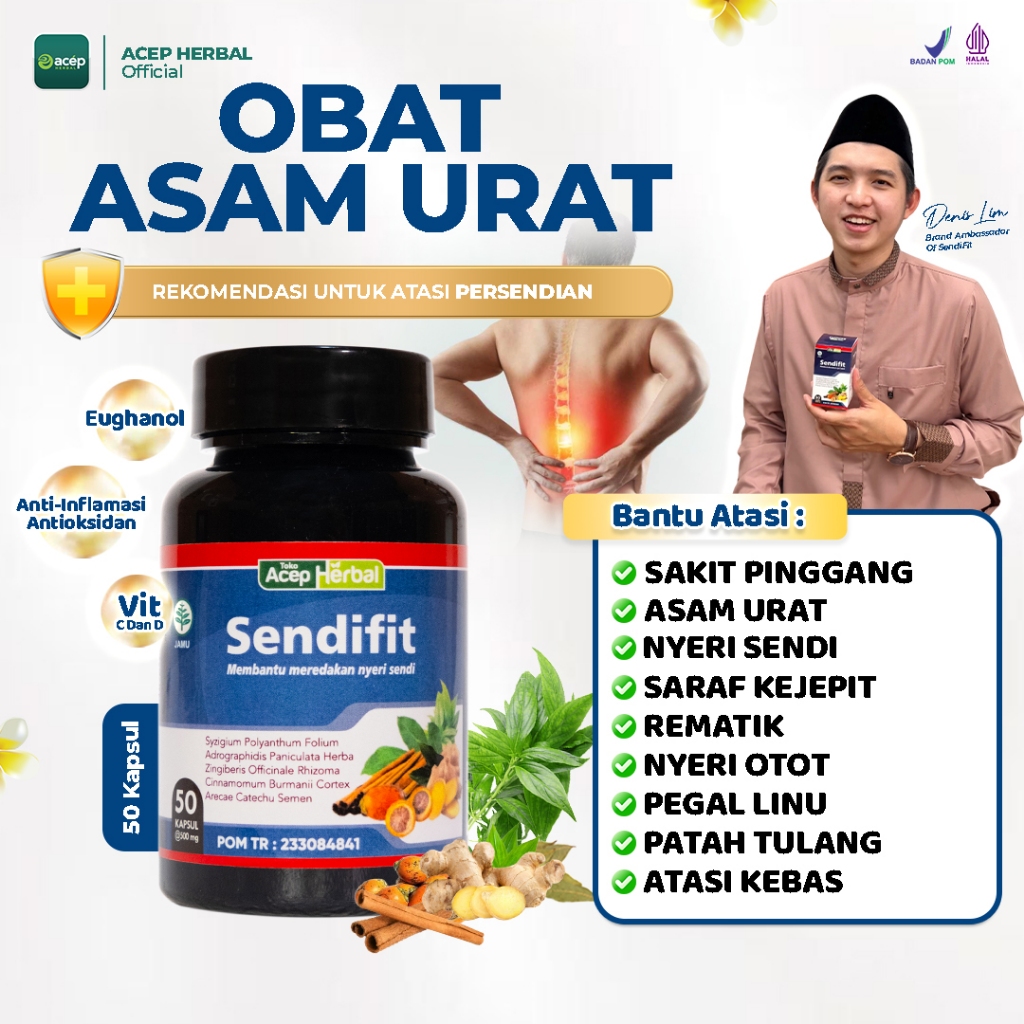 Jual Sendifit Original Obat Asam Urat Rematik Saraf Kejepit Sakit Lutut ...