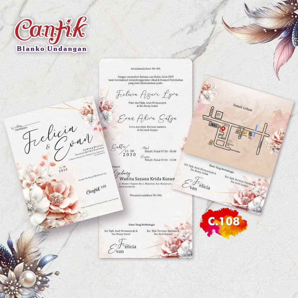 Jual Blangko Undangan Cantik 108| Blangko Undangan | Blangko Kosong ...