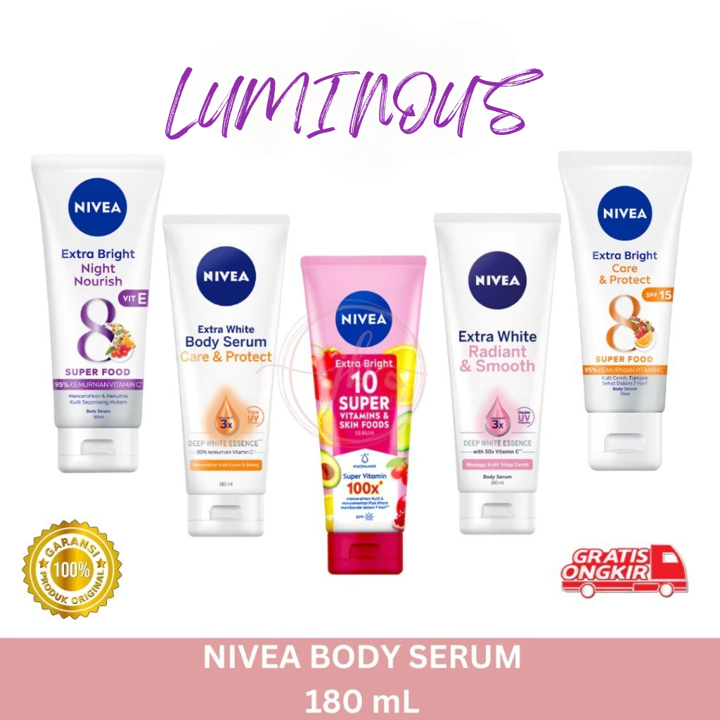 Jual Nivea Body Serum Extra White Care&Protect/Instan Glow/Night ...