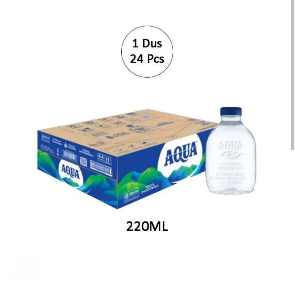 Jual AQUA BOTOL MINI 220 ML ( 1 DUS ISI 24 PCS ) | Shopee Indonesia