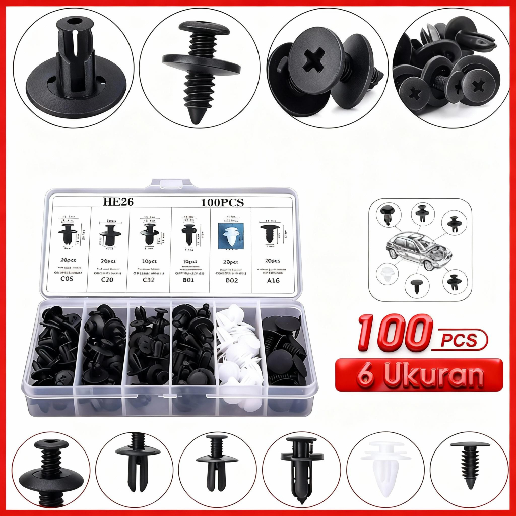 Jual Baut Rivet Mobil Universal Klip Bumper Baut Kancing Klip Mobil ...