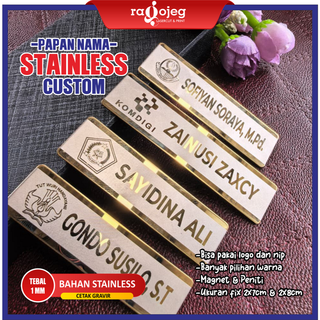 Jual PAPAN NAMA STAINLESS /NAMETAG/NAMA DADA | Shopee Indonesia
