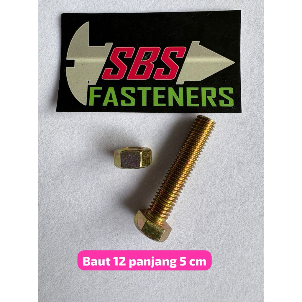 Jual Baut dan Mur Besi M8 Panjang 5CM Kunci 12 Drat Pitch 1.25 Baut ...
