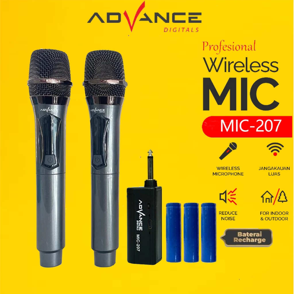 Jual Advance MIC-207 Microphone Karaoke satu paket 2 MIC bisa di Charge ...