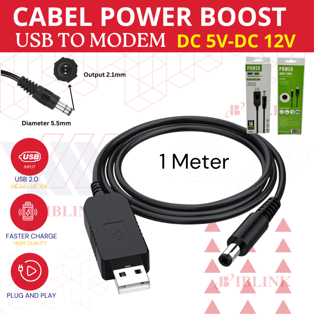 Jual Kabel Step Up USB 5V To 12V DC Converter Adapter /Kabel Power USB ...