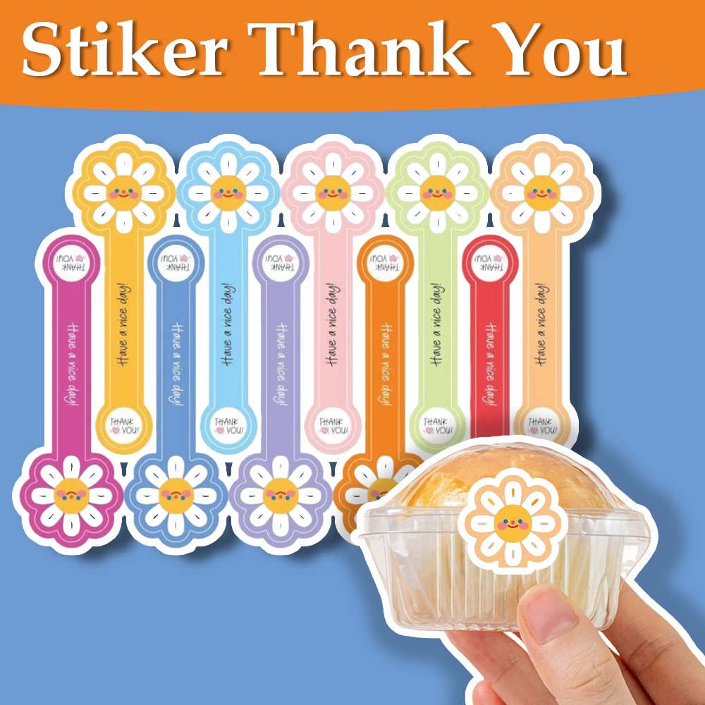 Jual 100 PCS Stiker Terima Kasih Bubuk Thank You Sticker Panjang Segel ...