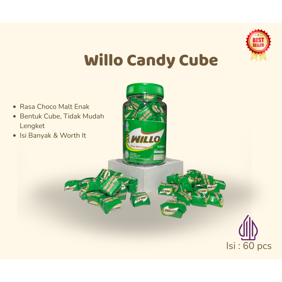 Jual Willo Choco Malt Candy Cube — Permen Coklat Malt Enak dan Manis ...