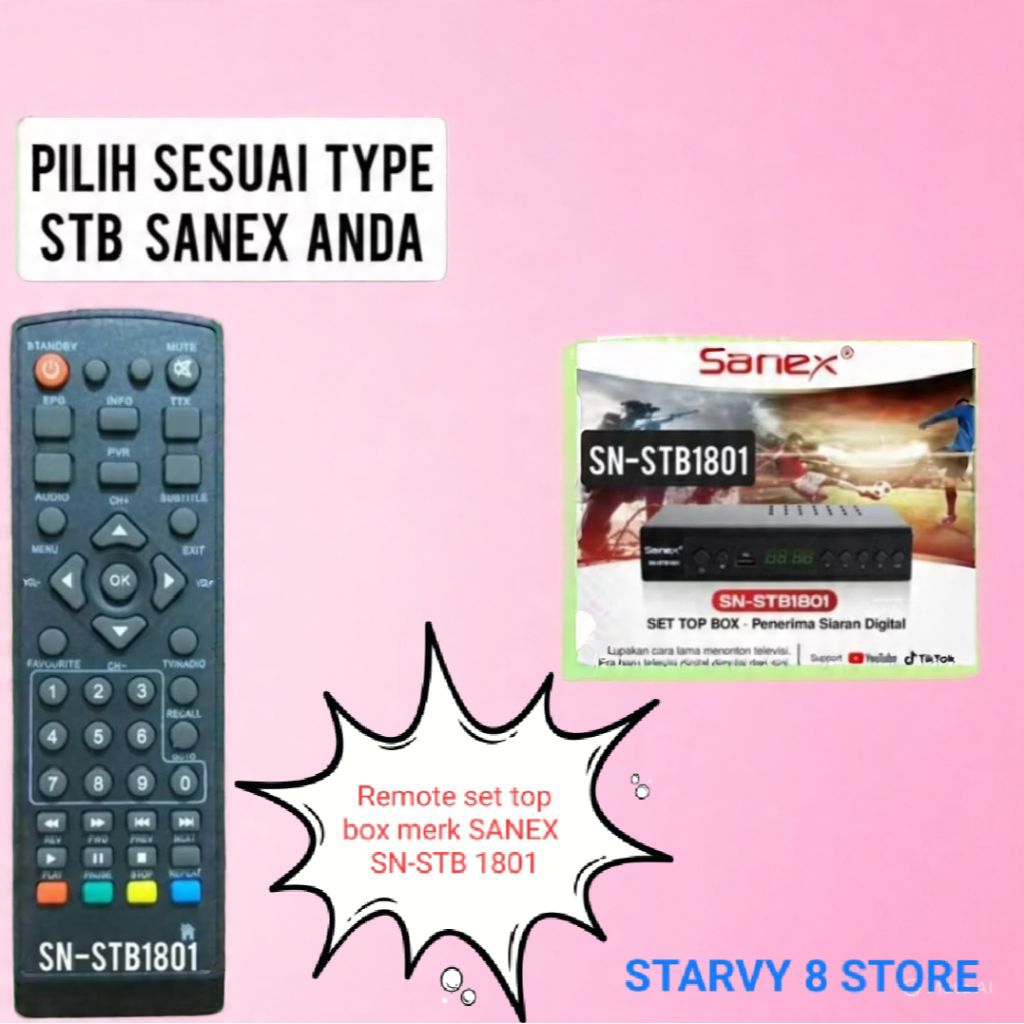Jual Remote set top box merk SANEX Type SN -STB 1801 | Shopee Indonesia