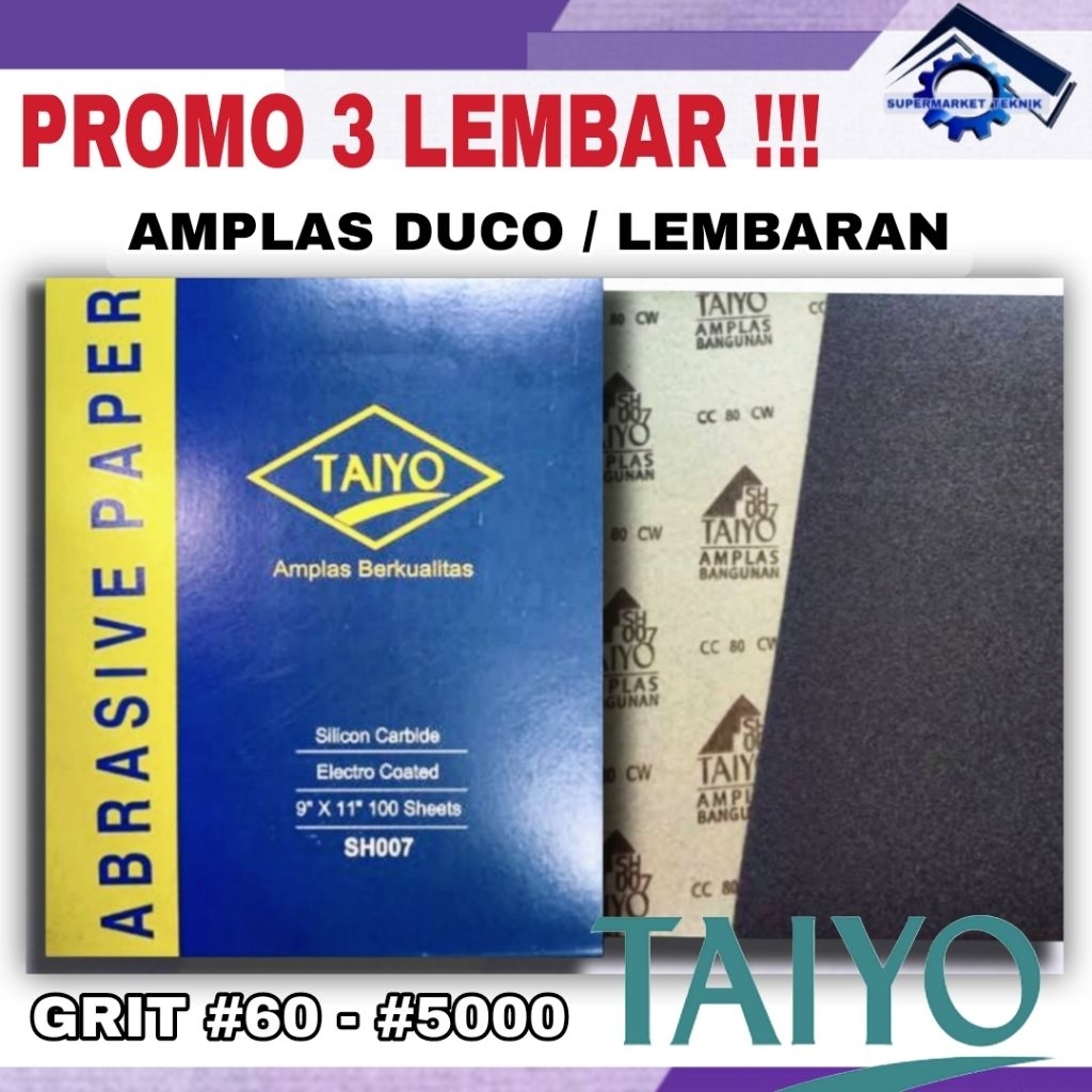 Jual Promo 3Pcs Amplas Lembaran Grit 80 100 120 150 240 400 800 1000 ...