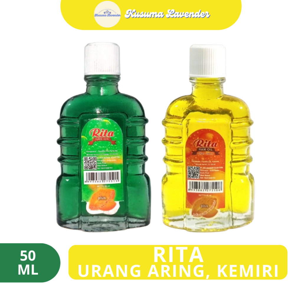 Jual RITA Hair Oil 60ml Botol Kaca Hijau Kuning | Shopee Indonesia