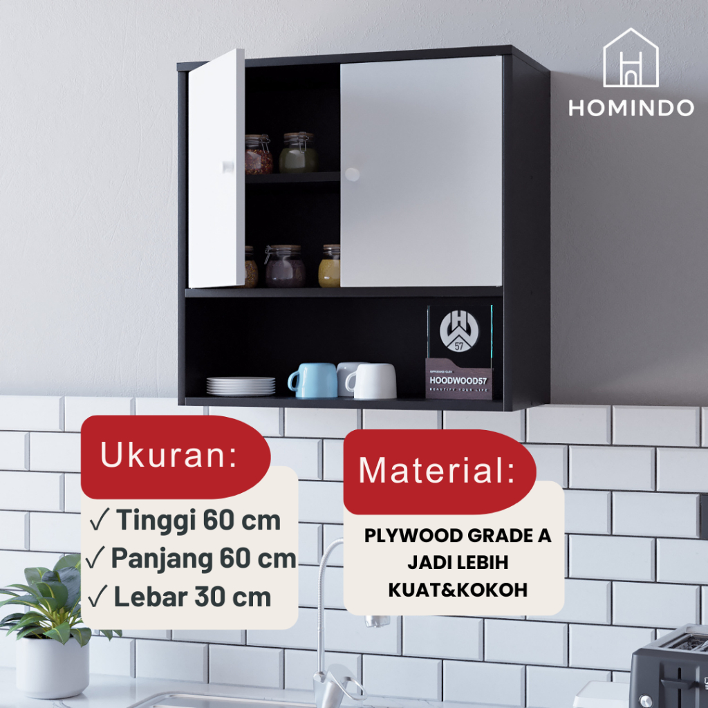 Jual HOMENDO Rak Dapur Gantung Atas Minimalis 2 Pintu Serbaguna Lemari ...