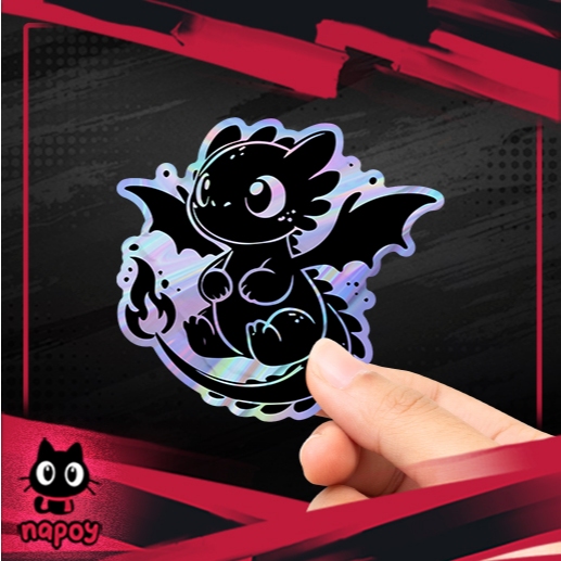Jual Stiker Hologram How To Train Your Dragon Toothless Black White ...