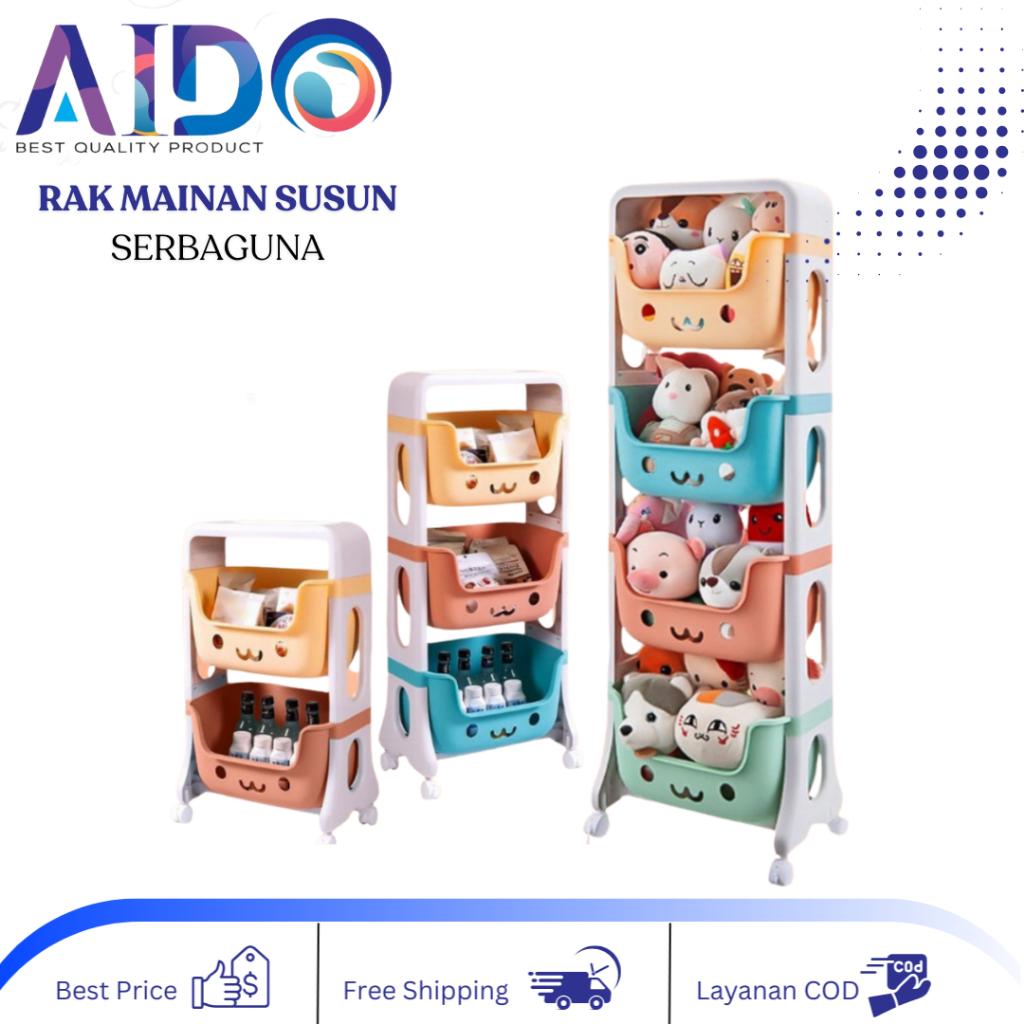 Jual Aido Rak Mainan Rak susun multifungsi Tempat Penyimpanan Mainan ...