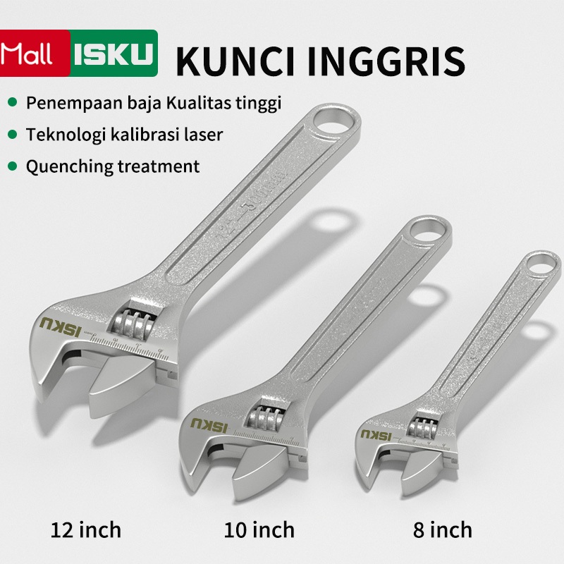 Jual ISKU Kunci Inggris 8 Inch Panjang 200mm Bahan Carbon Steel ...