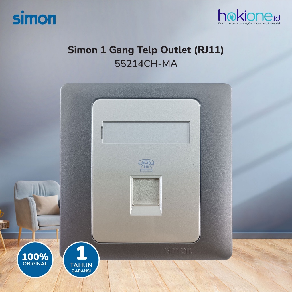 Jual Simon 1 Gang Telp Outlet ( RJ11) - 55214CH-MA | Shopee Indonesia