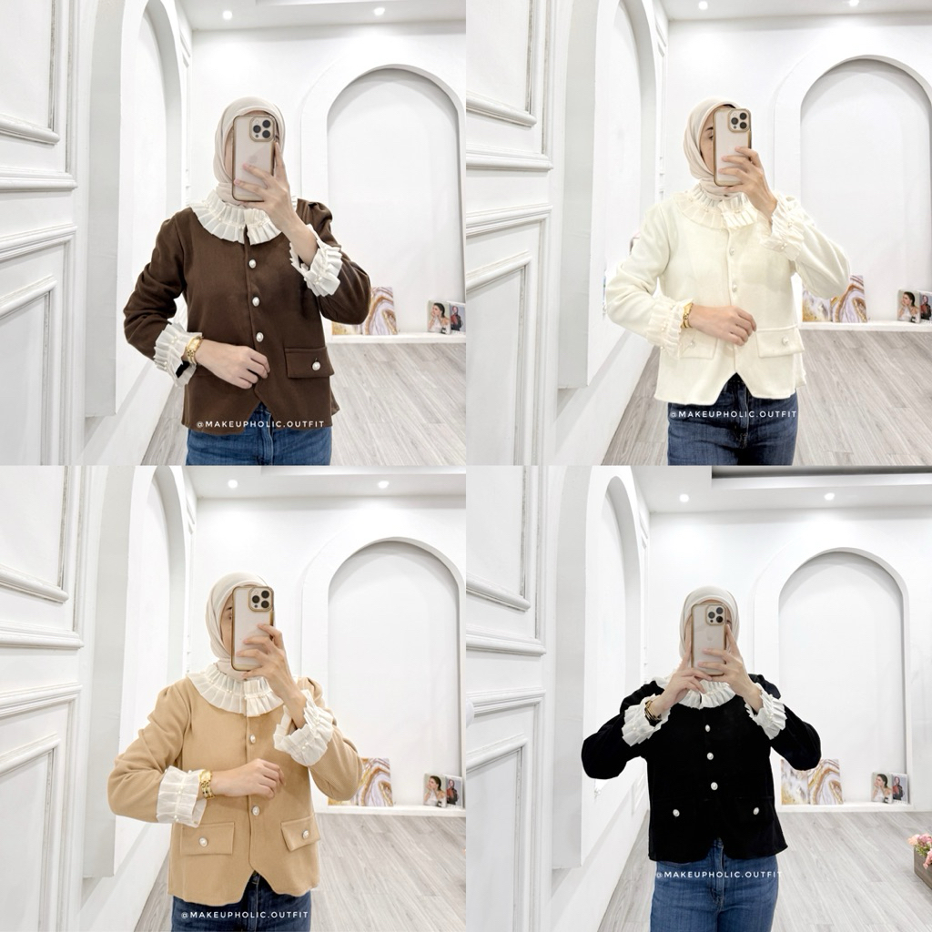 Jual outer crop suede mutiara | Shopee Indonesia