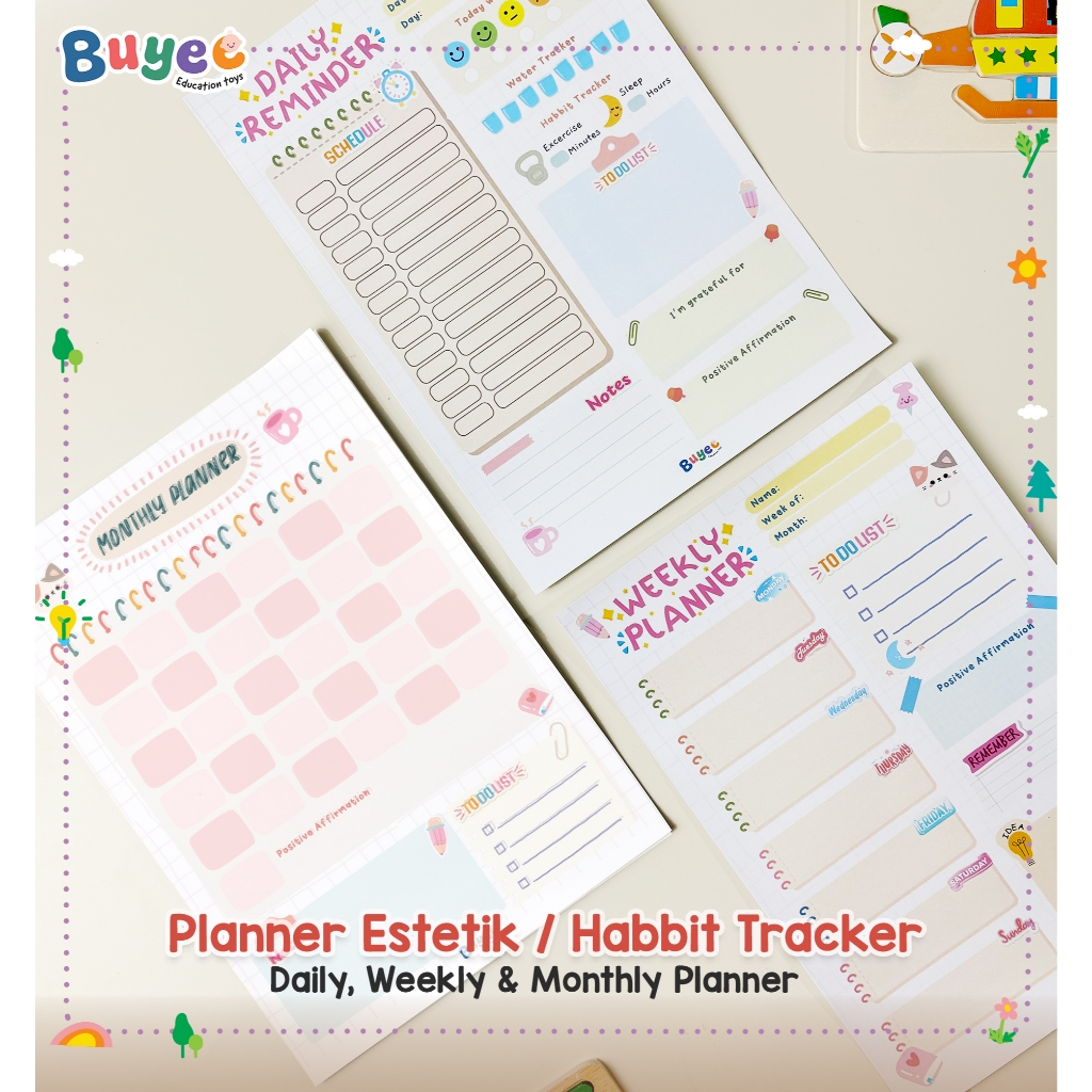 Jual BUYEE GIFT - Planner Estetik Daily Weekly Monthly Planner Habbit ...