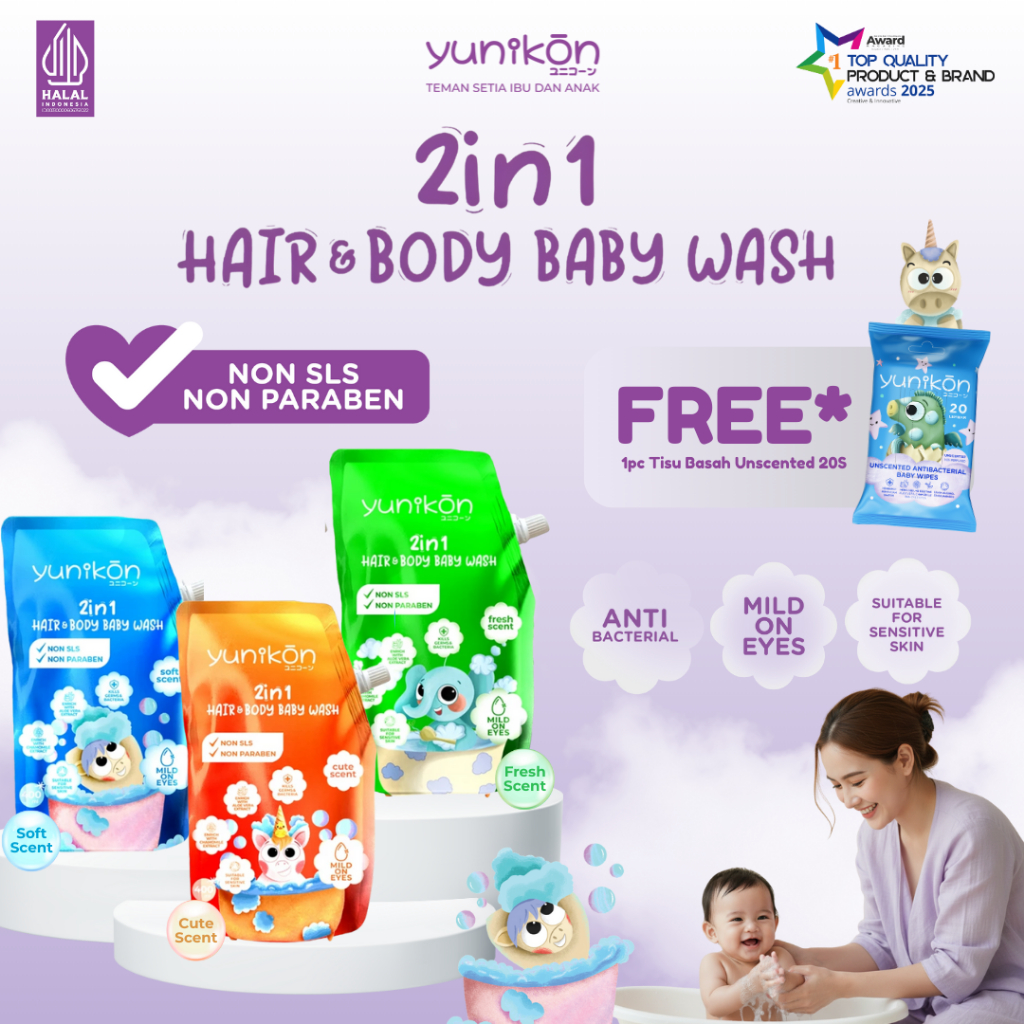 Jual Yunikon 2in1 Hair & Body Baby Wash 400ml - Sabun dan Shampoo Anak ...