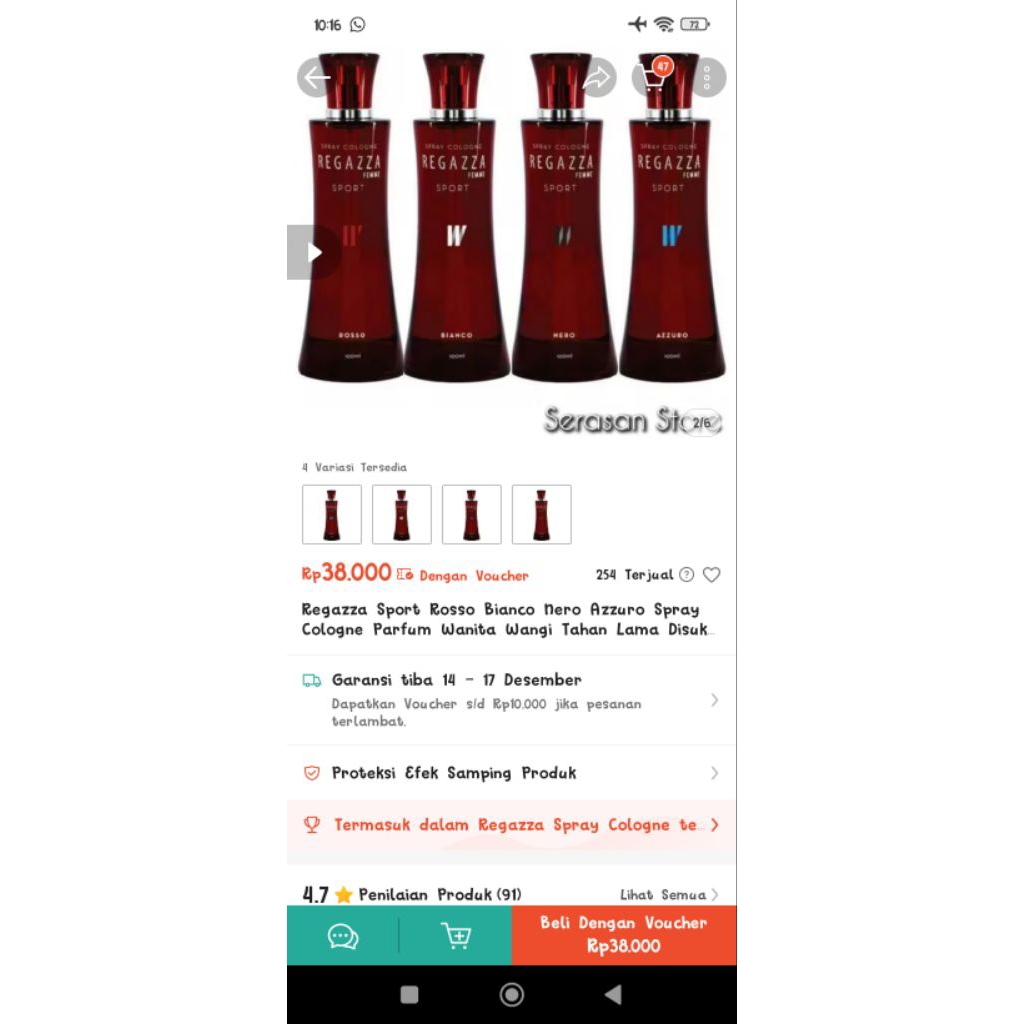 Jual Regazza merah 100ml | Shopee Indonesia