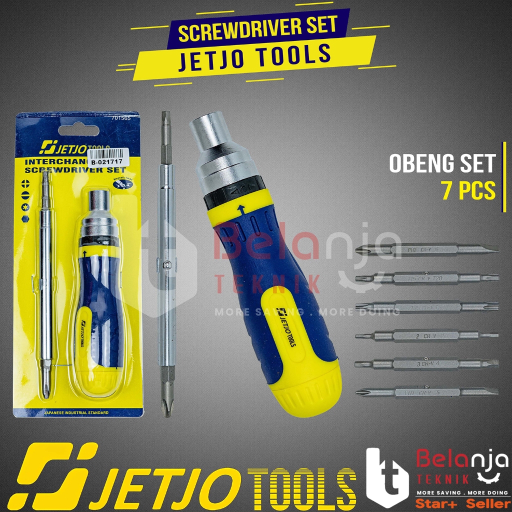 Jual Jetjo Tools Obeng Set 7 Pcs Interchangeable Screwdriver Set 7 Pcs ...