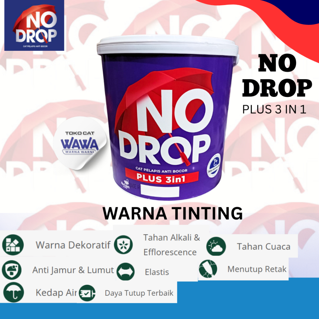 Jual Cat Tembok No Drop 3 In 1 Anti Bocor 1 Kg - warna tinting ...