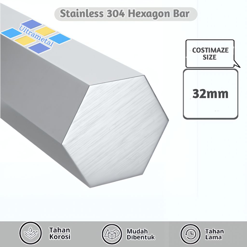 Jual AS STAINLESS 304 HEXAGON | 32MM | SUS304 SEGI ENAM PER 1CM ...