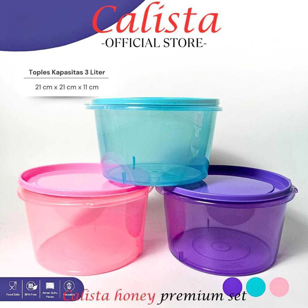 Jual [6 pcs] Toples Calista 3 Liter Plastik Bulat Cerah Container ...