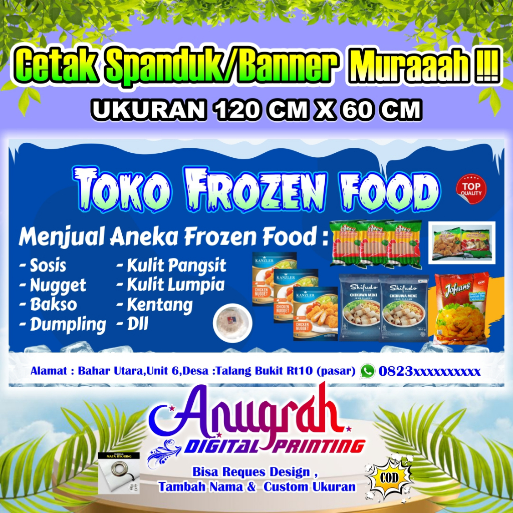 Jual Spanduk Banner Prozen Food Ukuran 120 cm x 60 cm | Shopee Indonesia