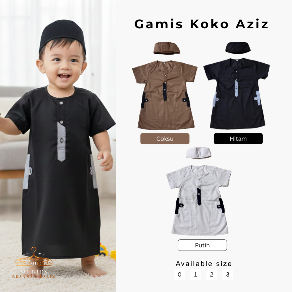 Jual ML KIDS Gamis Koko Bahan Toyobo Kombinasi Kantong Aziz Series ...