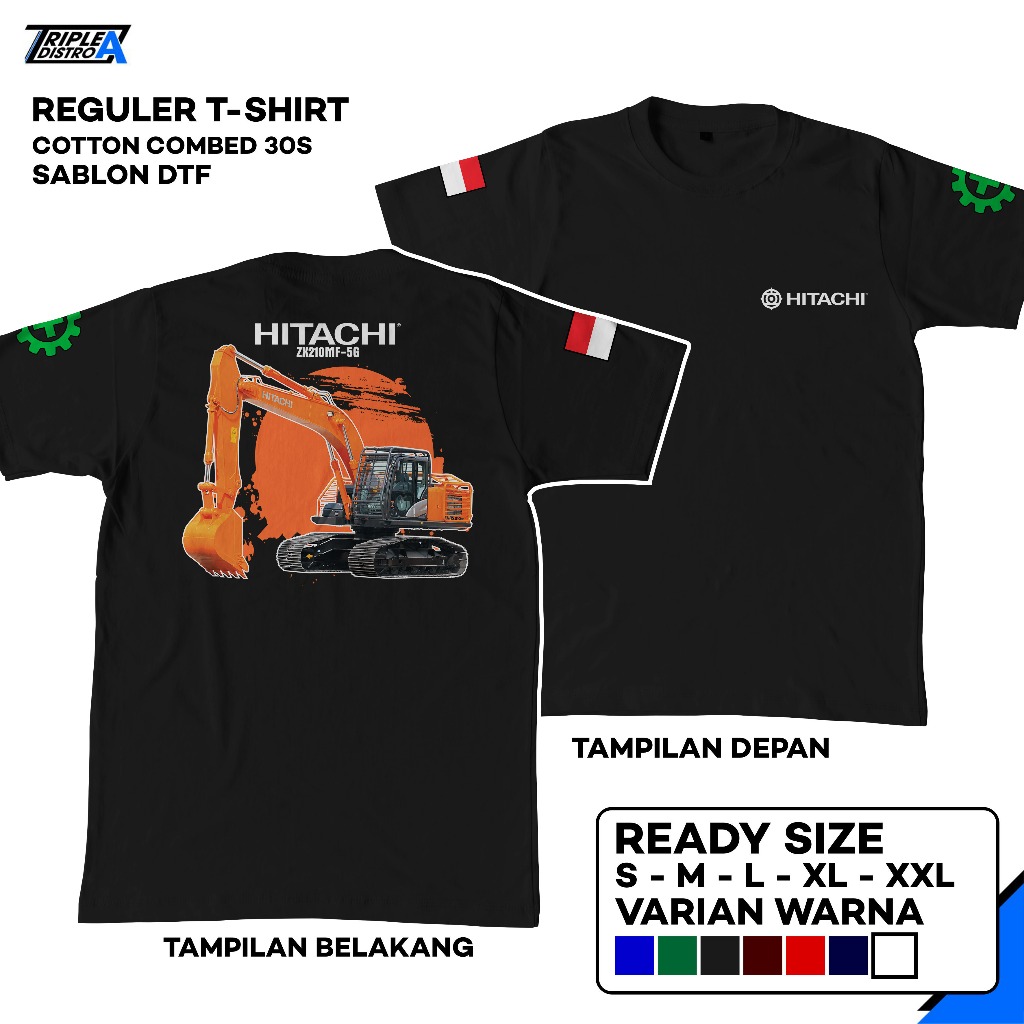 Jual Kaos Operator Excavator ZX210MF-5G Katun Combed 30s Sablon DTF ...
