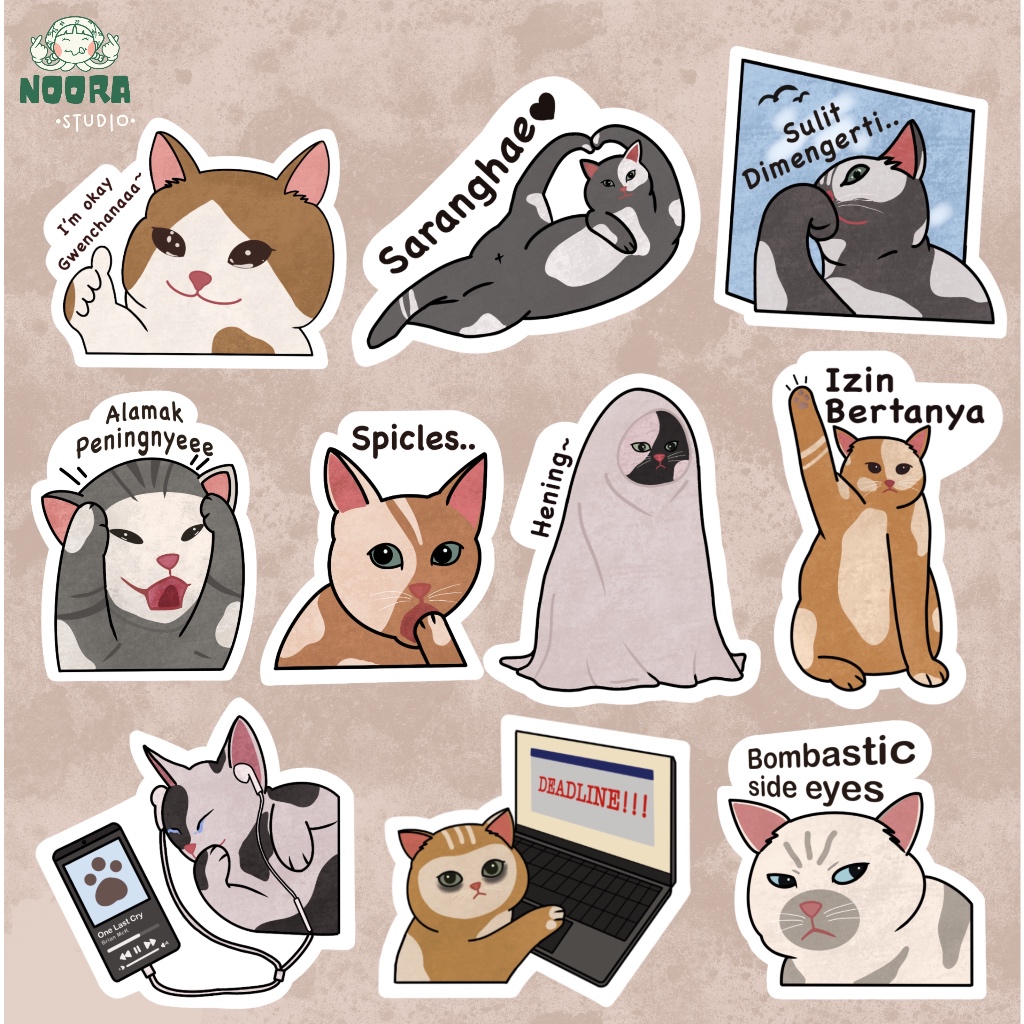 Jual (SATUAN) Sticker Vinyl / Stiker Meme Kucing Lucu Die Cut | Shopee ...
