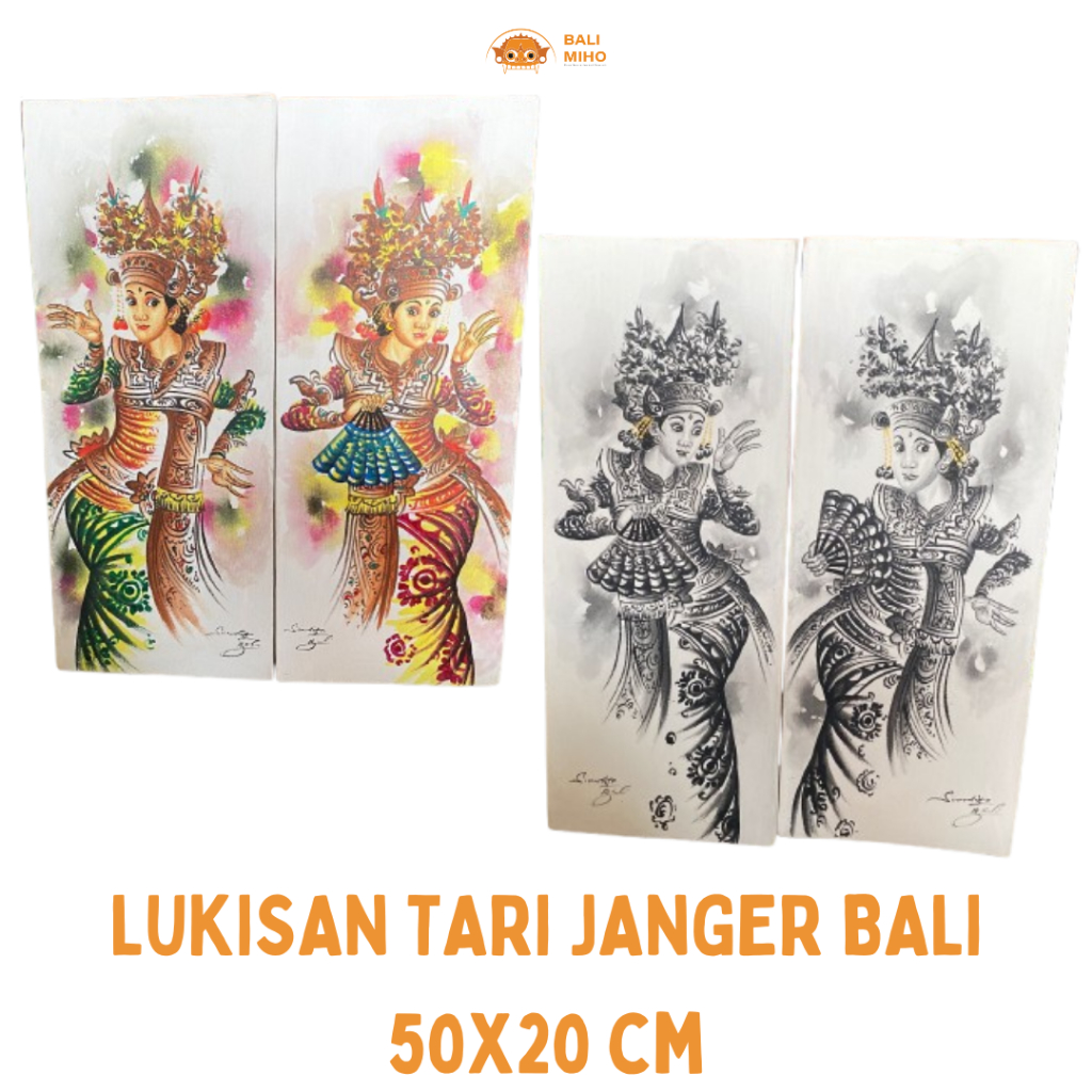 Jual Lukisan Bali Tari Janger 50 x 20 cm - Lukisan Penari Bali- Lukisan ...