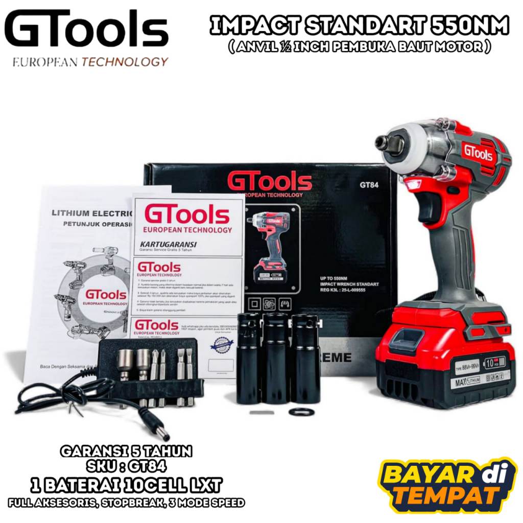 Jual PROMO GTOOLS GT84 550NM Impact Wrench Mesin Pembuka Baut Roda ...