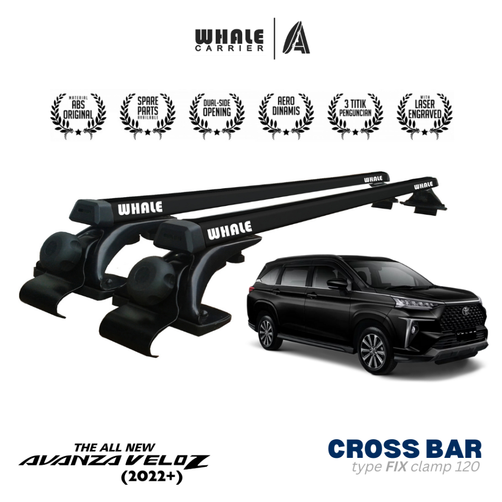 Jual Cross bar Whale Fix 120 Clamp Body for All New Avanza/Veloz (2022 ...