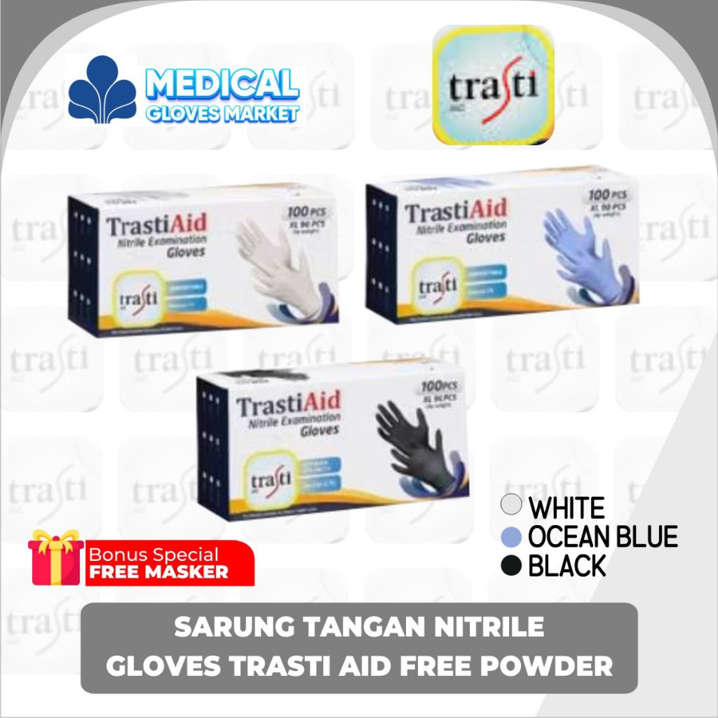 Jual Sarung Tangan Nitrile Trasti Aid Examination Gloves food grade ...