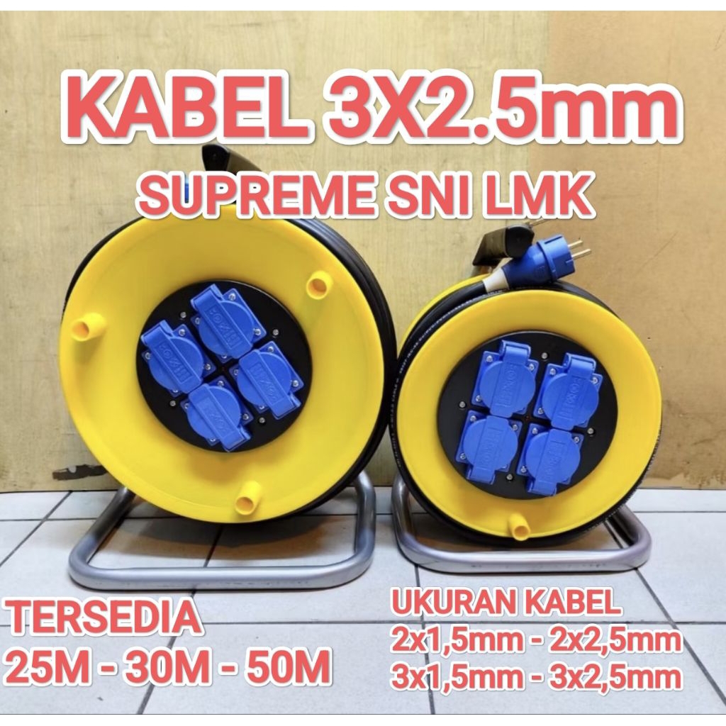 Jual kabel rol 25m/50m dengan kabel 3x1,5mm/ 3x2.5mm SNI & LMK ...