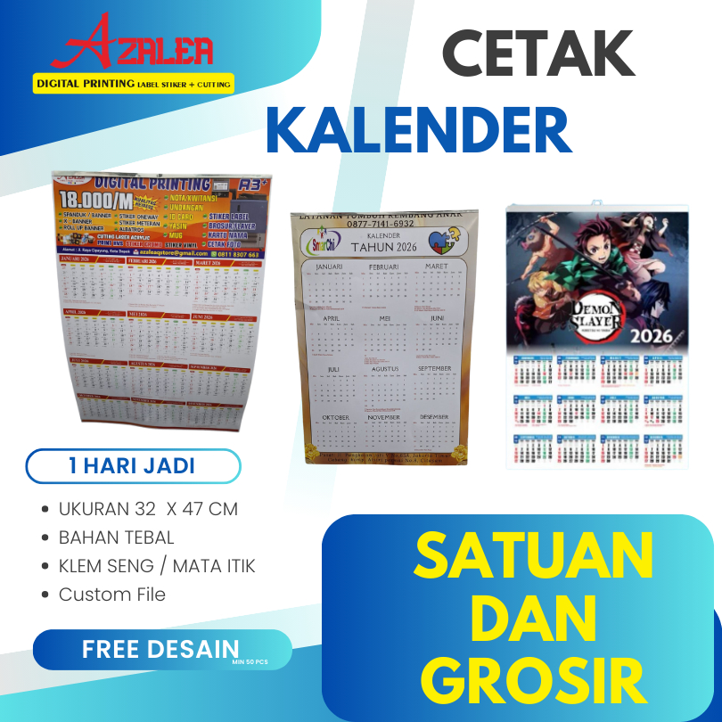 Jual Kalender Dinding Aesthetic 2026 - Kertas Glossy, Gantungan Seng ...