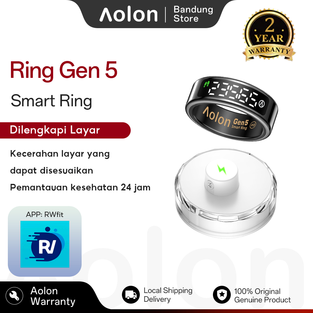 Jual Aolon Ring Gen 5 Layar LED smart ring Tampilan Waktu Remote ...