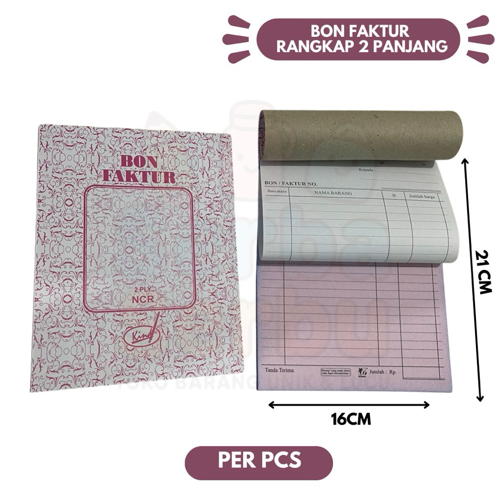 Jual Bon Faktur NCR Rangkap 2 Panjang | Nota Kontan Toko 16 x 21 cm Per ...