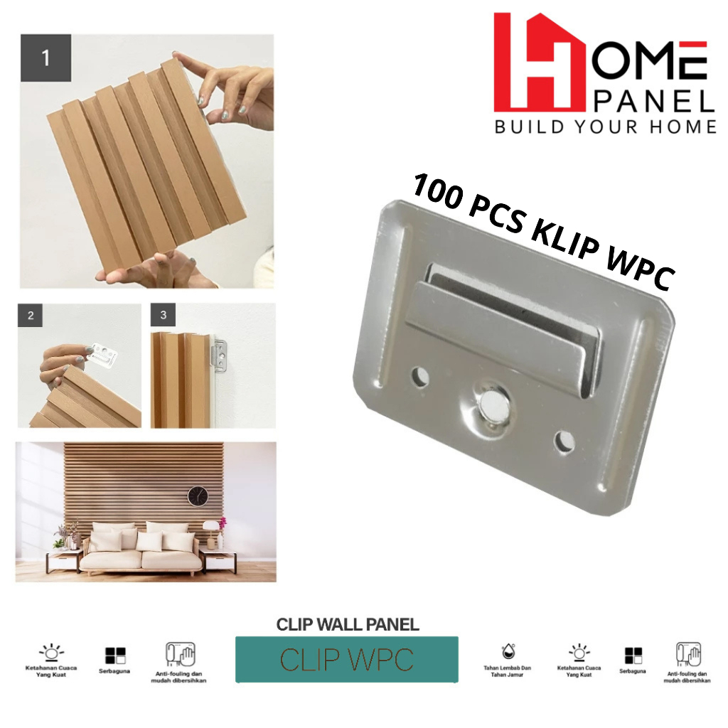 Jual Klip Besi Wallpanel WPC isi 100Pcs Clip Penyambung Wallpanel ...