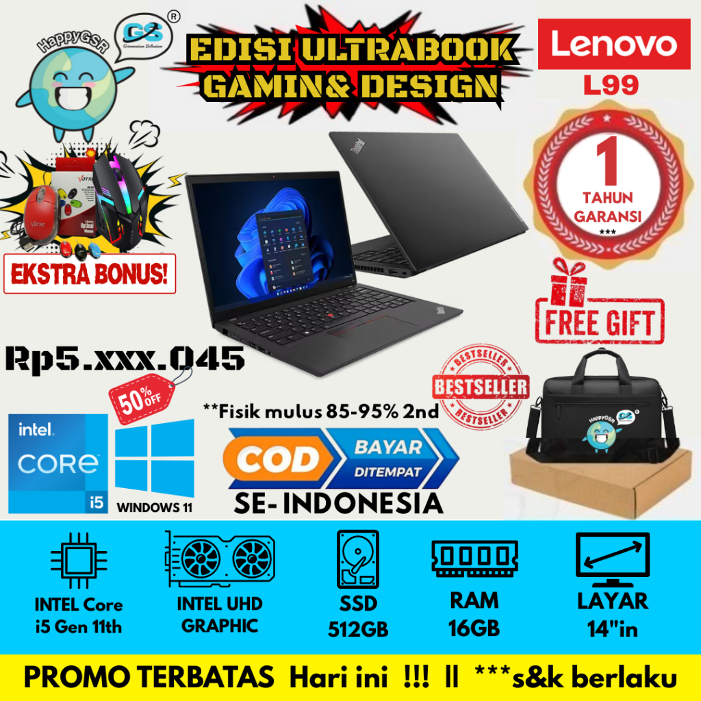 Jual Lenovo ThinkPad L99 Core i5 Gen 11 | RAM 16GB | SSD 512GB | 14 ...