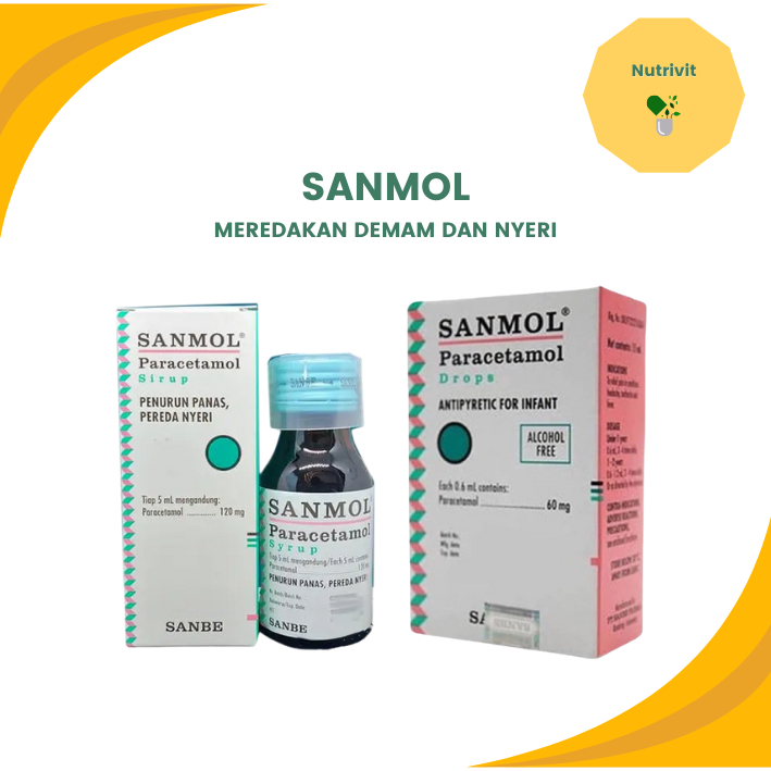 Jual SANMOL SYRUP 60ml / DROPS 15ml - Meredakan nyeri dan demam ...