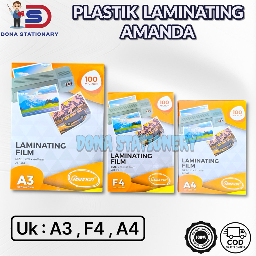 Jual AMANDA Plastik Laminating A3 / Plastik Laminating F4 Folio ...