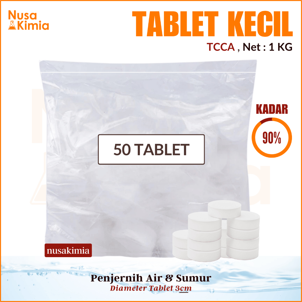 Jual Tablet Kecil TCCA 1 KG [Isi 50 Tablet] - Penjernih Air Sumur ...