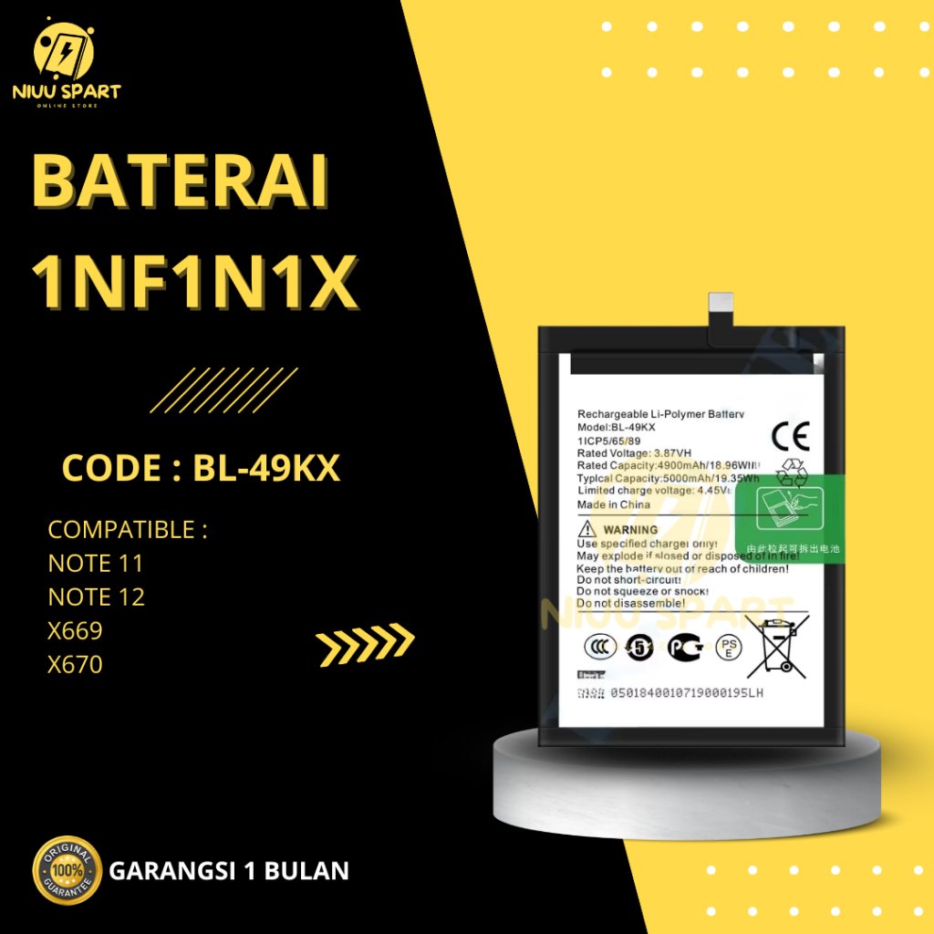 Jual BATERAI BATTERY INFINIX BL-49KX NOTE 11 X663B / 12 X663 DOUBLE [IC ...
