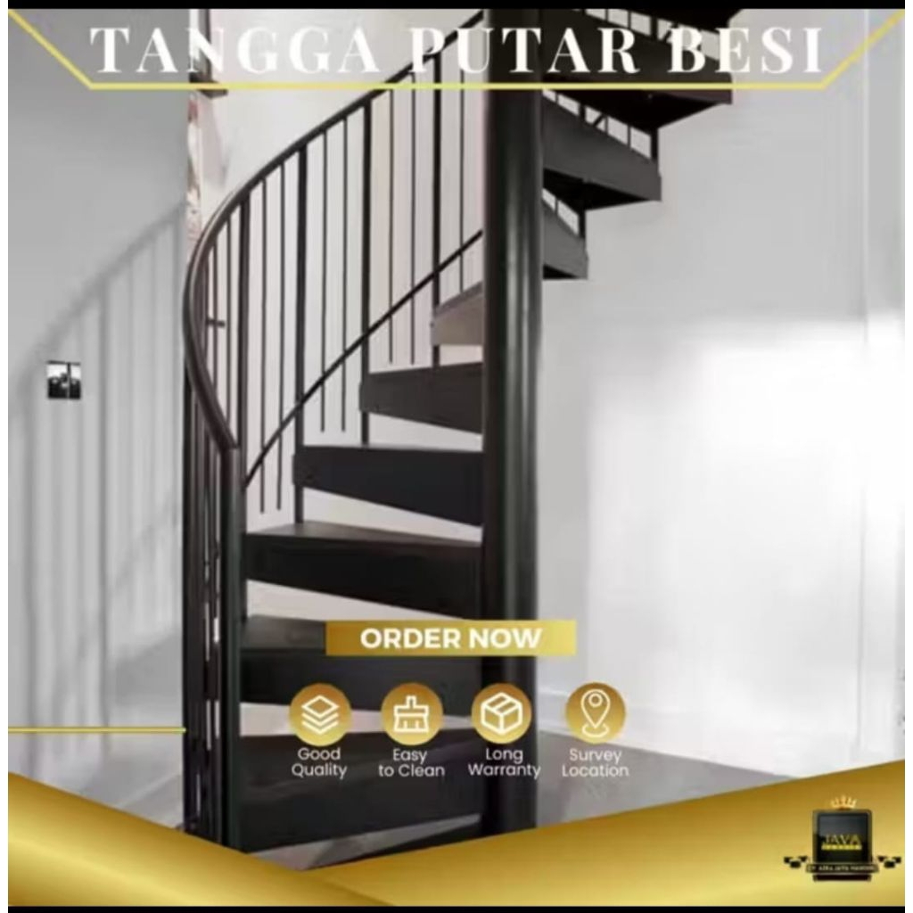 Jual Tangga Putar Besi Minimalis Terlaris Pijakan Plat Bordes Besi Pipa ...