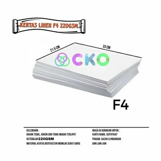 Jual Kertas linen putih F4 220gsm @100 sheet | Shopee Indonesia
